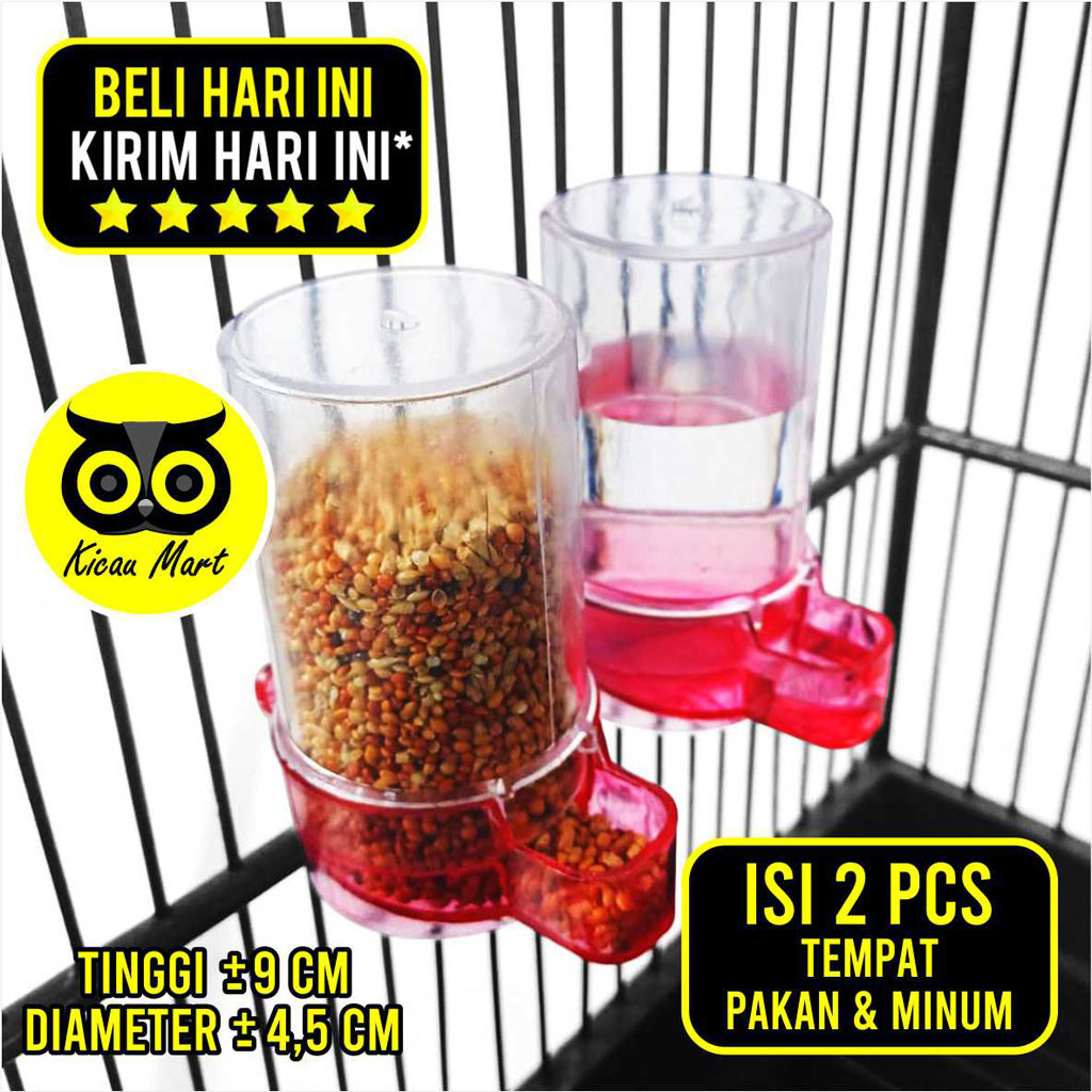 Jual KICAU MART Cepuk Tabung Kenari Elite Song 1 Set Dispenser Tempat Pakan Minum Burung Pasang ...
