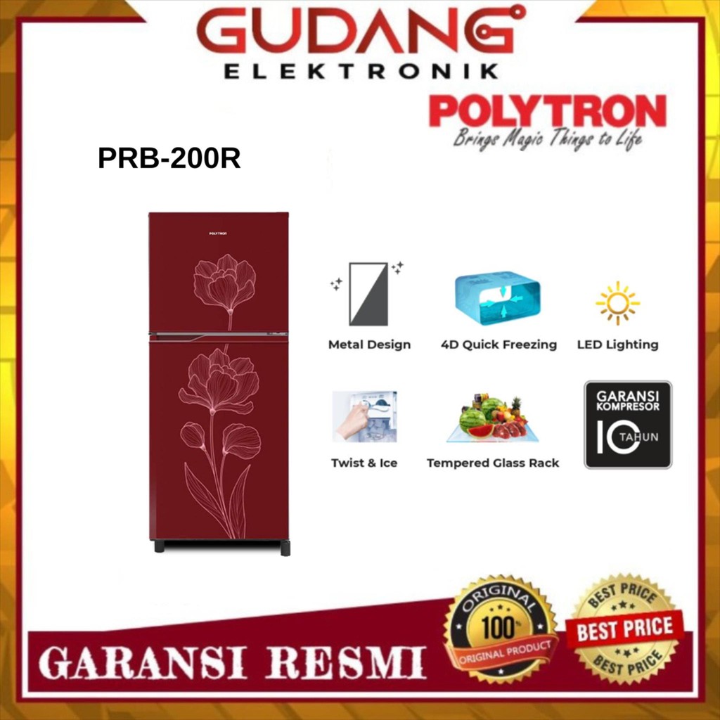 Jual LEMARI ES POLYTRON PRB 200 R KULKAS 2 PINTU POLYTRON 166 L PRB ...