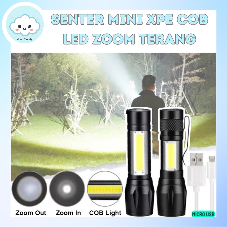 Jual Senter Mini XPE COB LED Zoom Super Terang Swat Police Light Rechargeable Lampu Pencahayaan ...