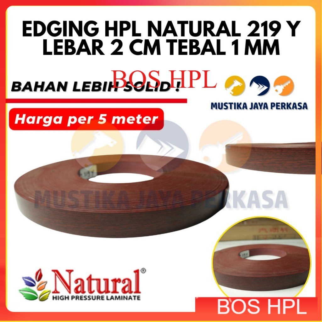Jual Per 5 Meter Edging HPL Natural NE 219 Y Motif Woodgrain Serat Kayu ...