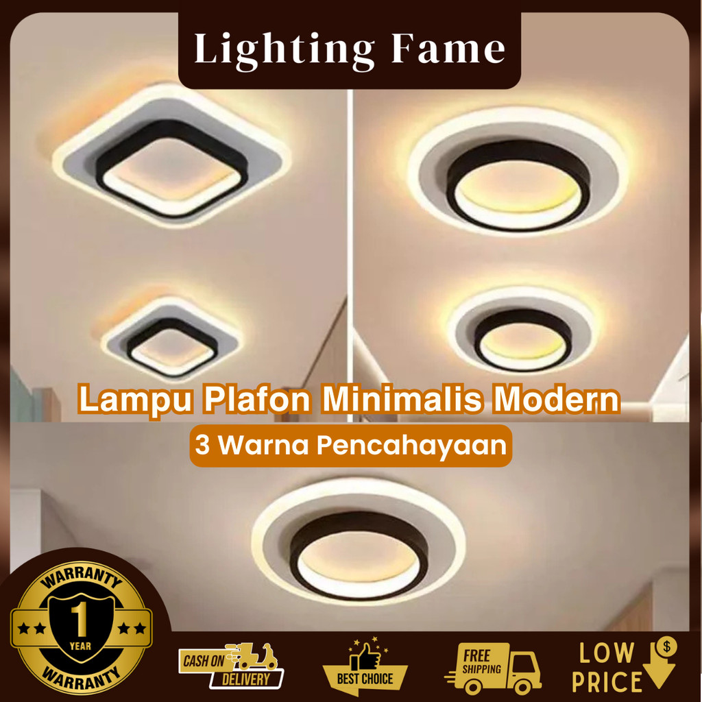 Jual LIGHTING FAME **GARANSI 1 TAHUN** 3 Colors Tamu Lampu Plafon LED ...