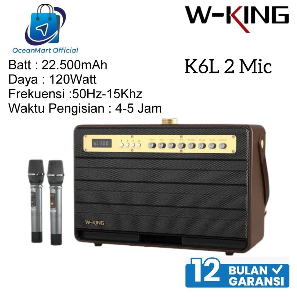 Jual WKing Speaker Bluetooth Karaoke TWS K6L 2 Mic Karaoke Party Box ...