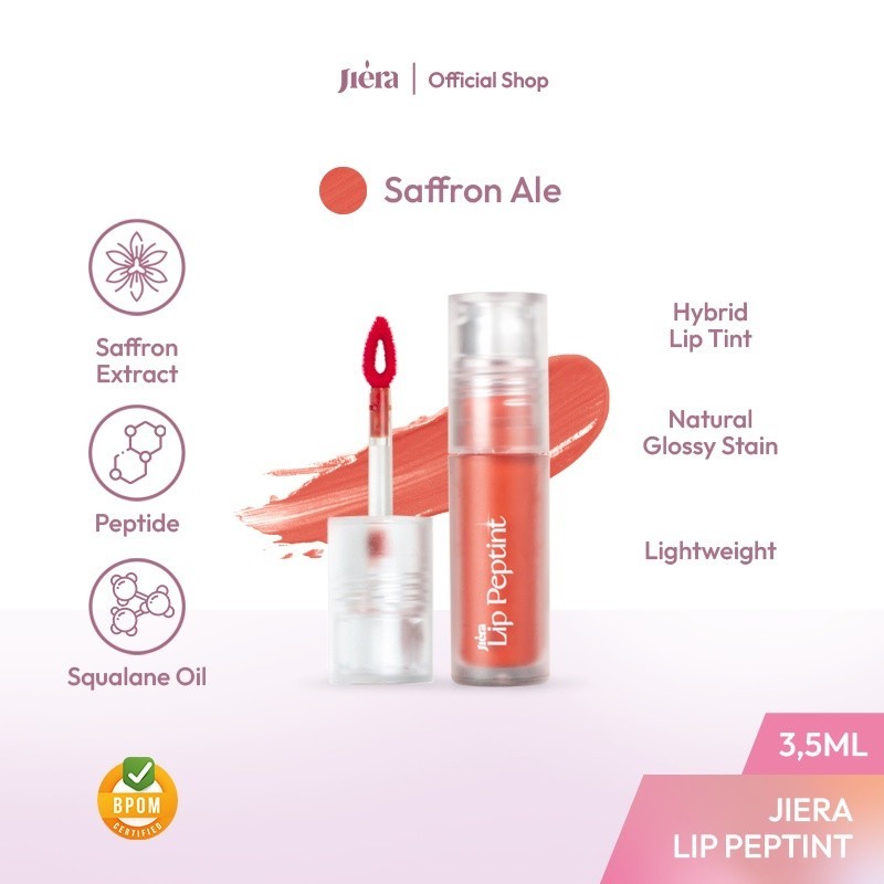 Jual JIERA Lip Peptint 3,5ml | Shade 0.1 Saffron Ale - Lip Tint Peptide ...