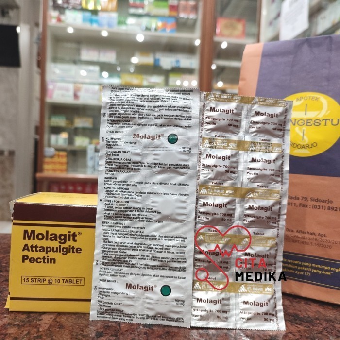 Jual Molagit 1 Strip 10 Tablet / Obat Diare Attapulgite / Molaget ...