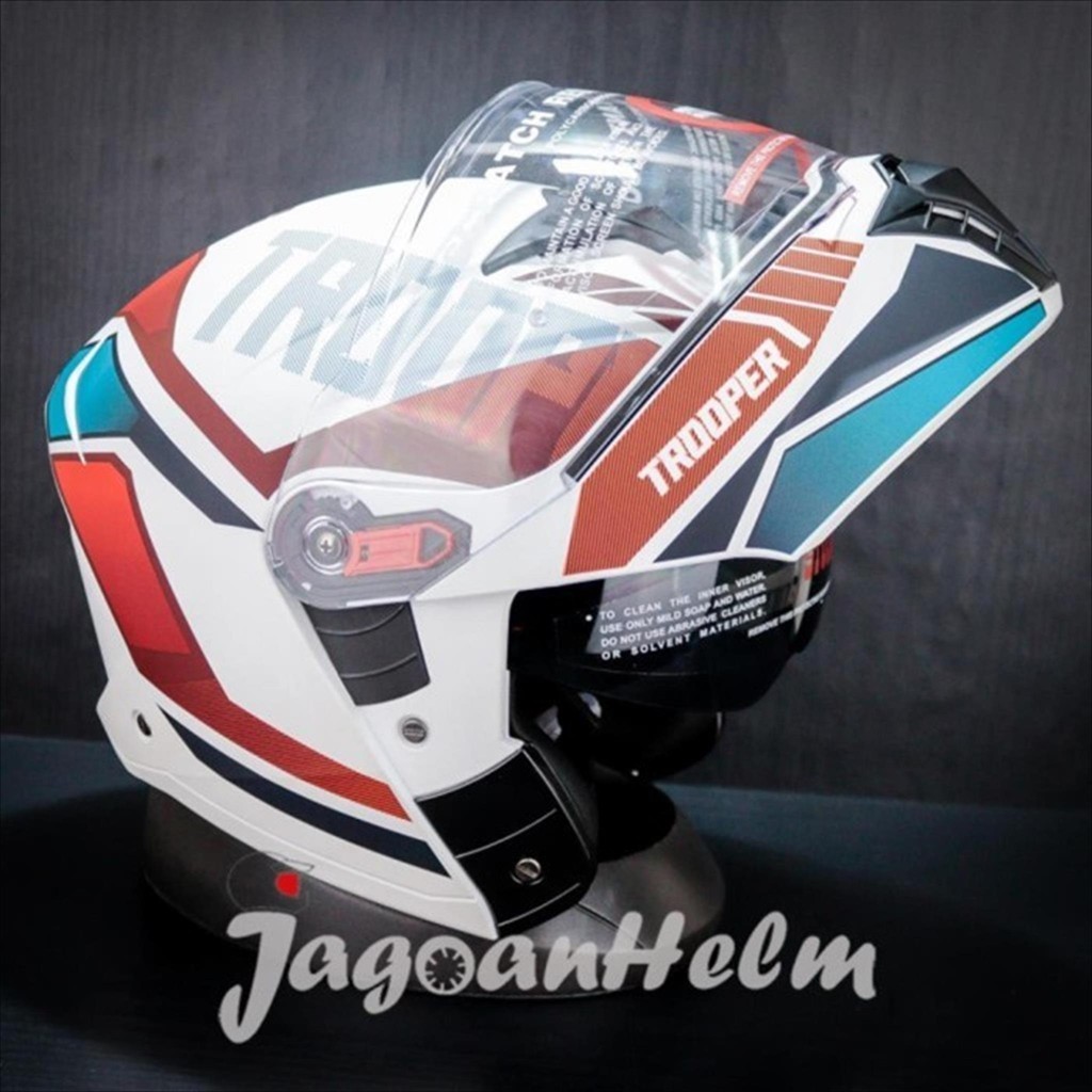 Jual STUDDS HELM TROOPER D1 | MATT WHHITE N2 | MODULLAR DOUBLE VISOR ...