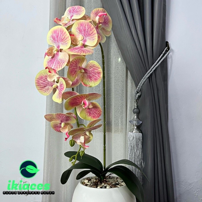 Jual ANGGREK LATEX POT BUNGA ANGGREK ARTIFICIAL PREMIUM DEKORASI BUNGA ...