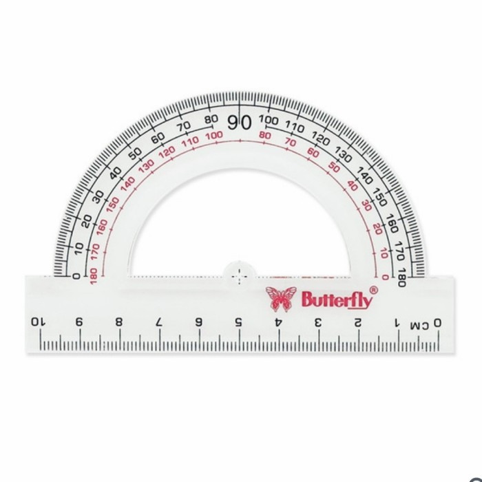 Jual Busur Derajat Butterfly 180/10 Cm / Busur Derajat Butterfly 180/12 ...