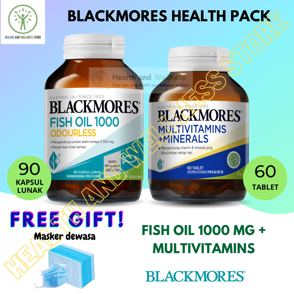 Jual Blackmores Fish Oil 1000 Odourless 90 Kapsul Lunak Dan Multivitamins Minerals 60 Tablet ...