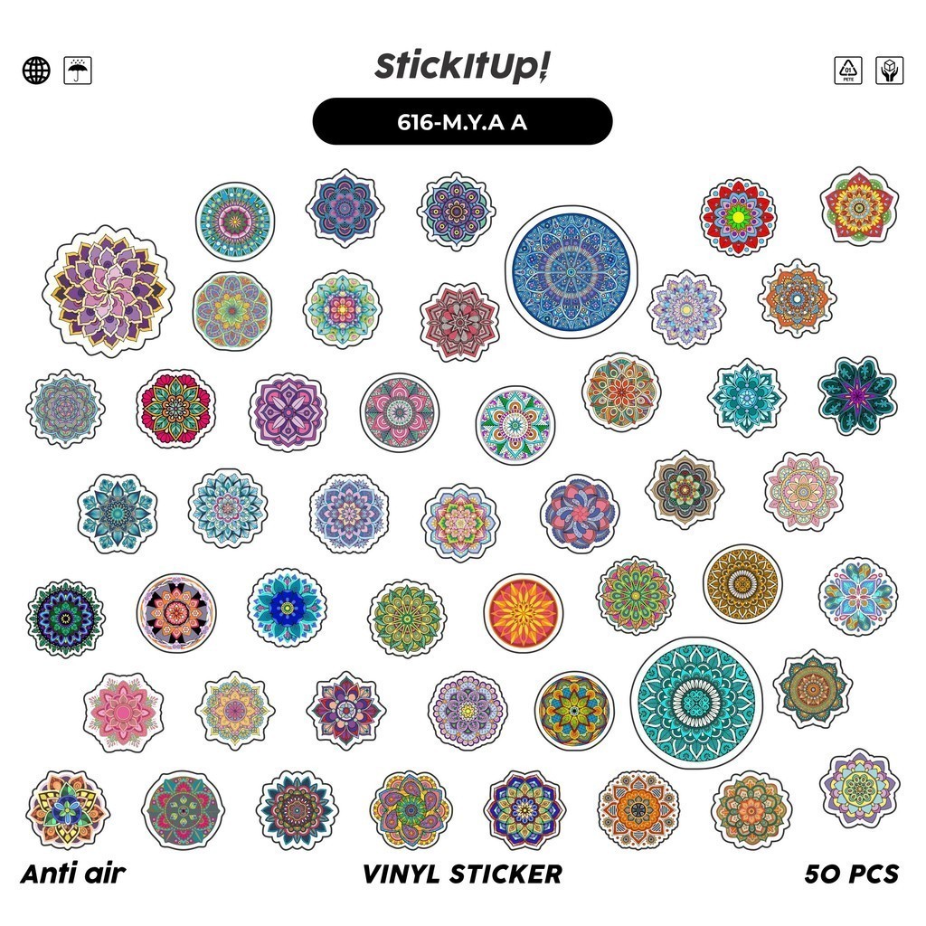 Jual COD 100 Pcs Stiker Pack Mandala Yoga Arts Lucu Aesthetic Vynil ...