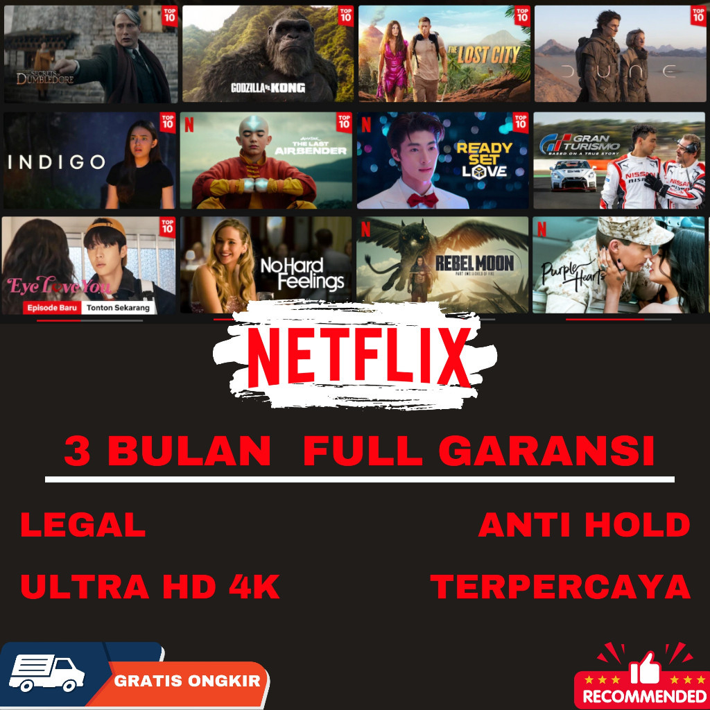 Jual NETFLIXX PREMIUN TANPA VPN 1 BULAN& 1 TAHUN 4K ANTI HOLD FULL GARANSI MURAH | Shopee Indonesia