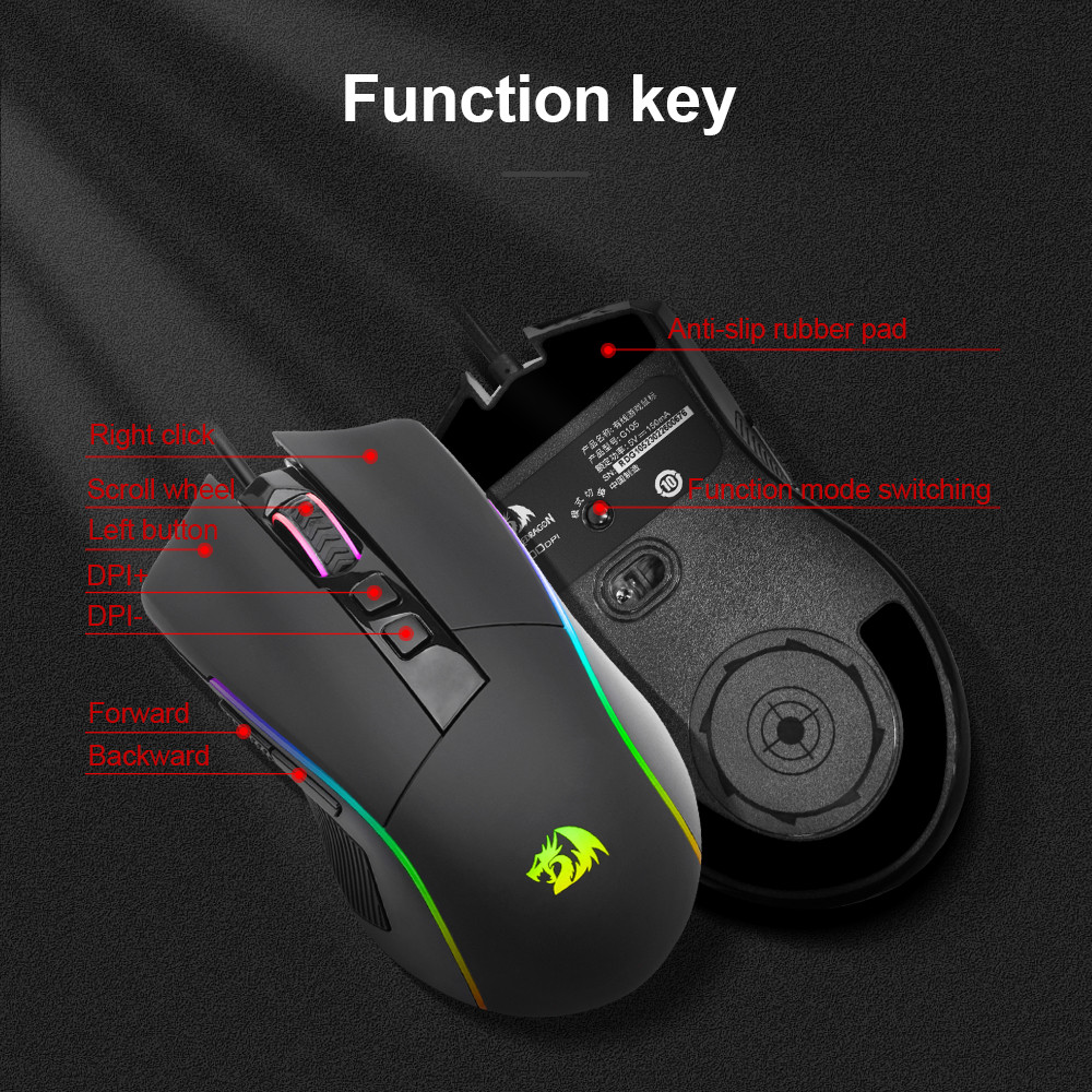 Jual REDRAGON Lonewolf G105 RGB USB Wired Gaming Mouse 8000 DPI 8 ...