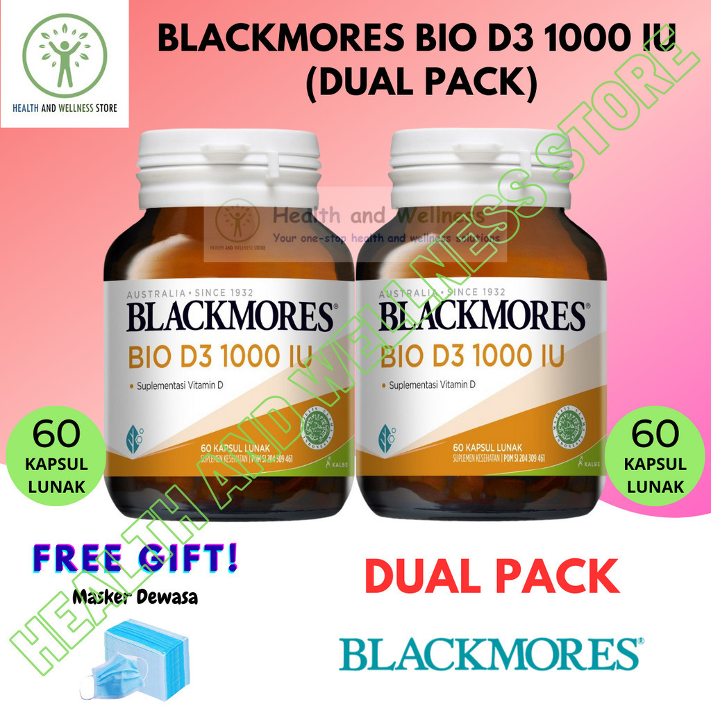 Jual BLACKMORES BIO D3 1000 IU 60 KAPSUL LUNAK DUAL PACK VITAMIN D3 | Shopee Indonesia