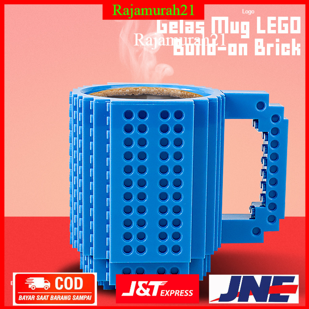 Jual VKTECH Gelas Mug LEGO Build-On Brick Toy Cup 350 ml - Blue ...
