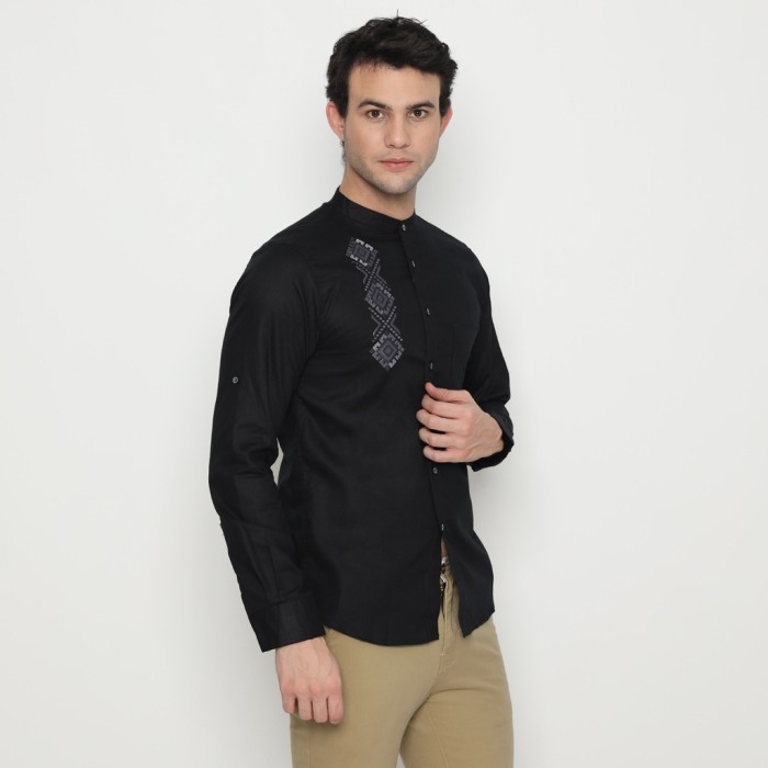 Jual Code Male Kemeja Koko Pria Lengan Panjang Ser Bordir Rafi Hitam - Rafi Hitam, L | Shopee ...