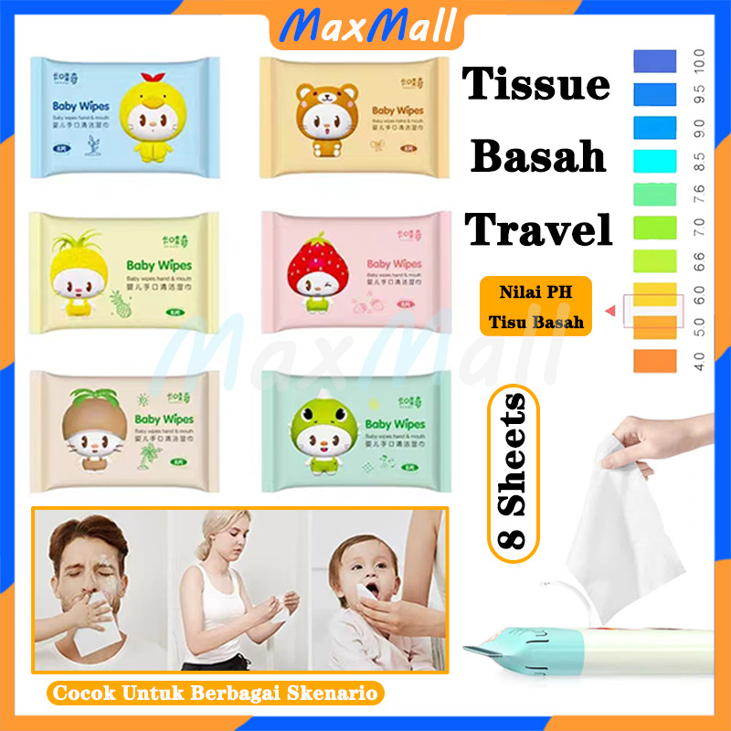Jual 6PCSTissue Basah Lucu Mini Karakter Hewan Tissue 1 Pack Isi 8 ...