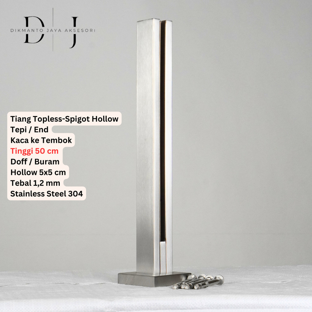 Jual Tiang Railing Kaca Topless Glass 50 CM Doff Tepi Stainless Steel ...