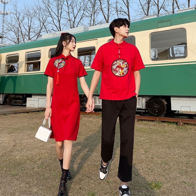 Jual Chinese style improved cheongsam set for couples | Shopee Indonesia