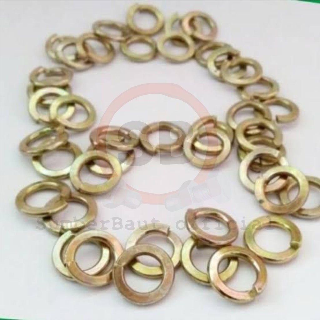 Jual M6 Ring Per Besi Kuning Galvanis 6mm Spring Washer ( Isi 100 pcs ...
