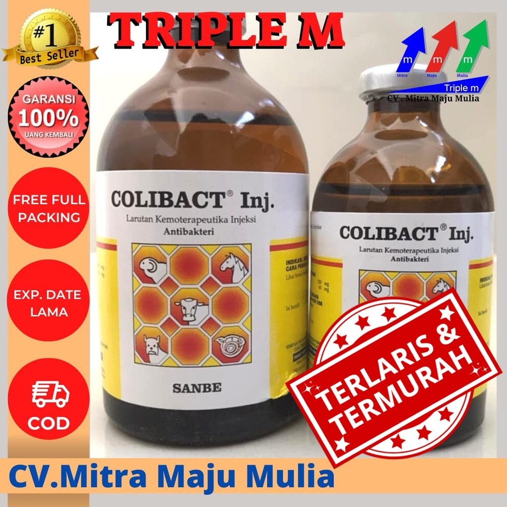 Jual Colibact injeksi 50ml 100 ml Obat Antibiotik Hewan Diare Batuk ...