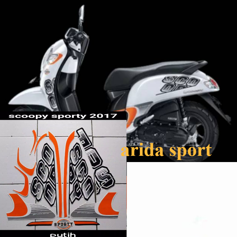 Jual Striping sticker honda scoopy fi led sporty 2017 putih hitam ...