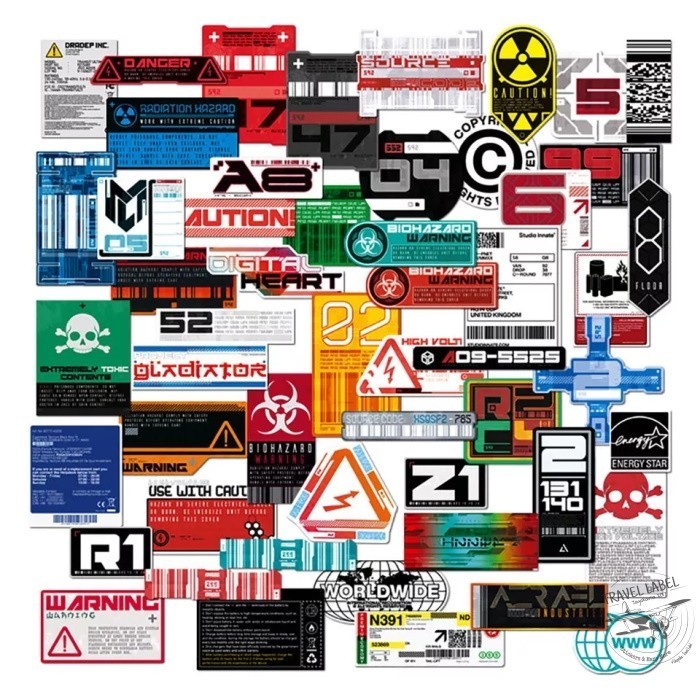 Jual Sticker Koper Laptop 1 Set 50 Pcs Desain Lab Warning Caution ...