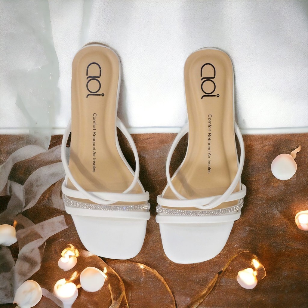 Jual Cloi ava 01055 women transparent heel slip sandal 5 cm in white ...