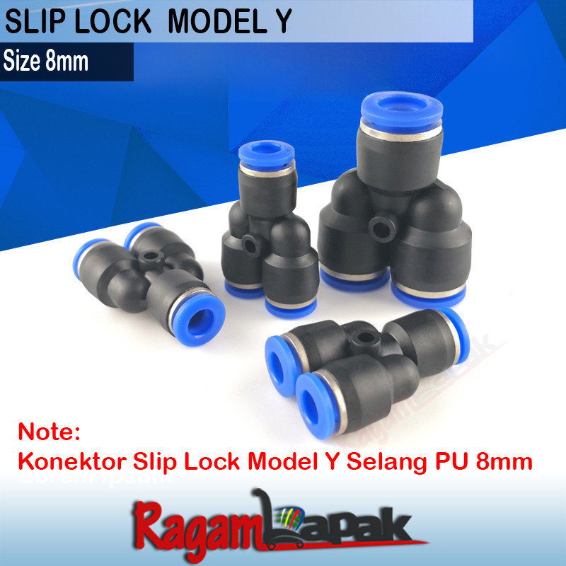 Jual Konektor Slip Lock Model Y / 3 way / pneumatic model Y8mm 8 mm ...