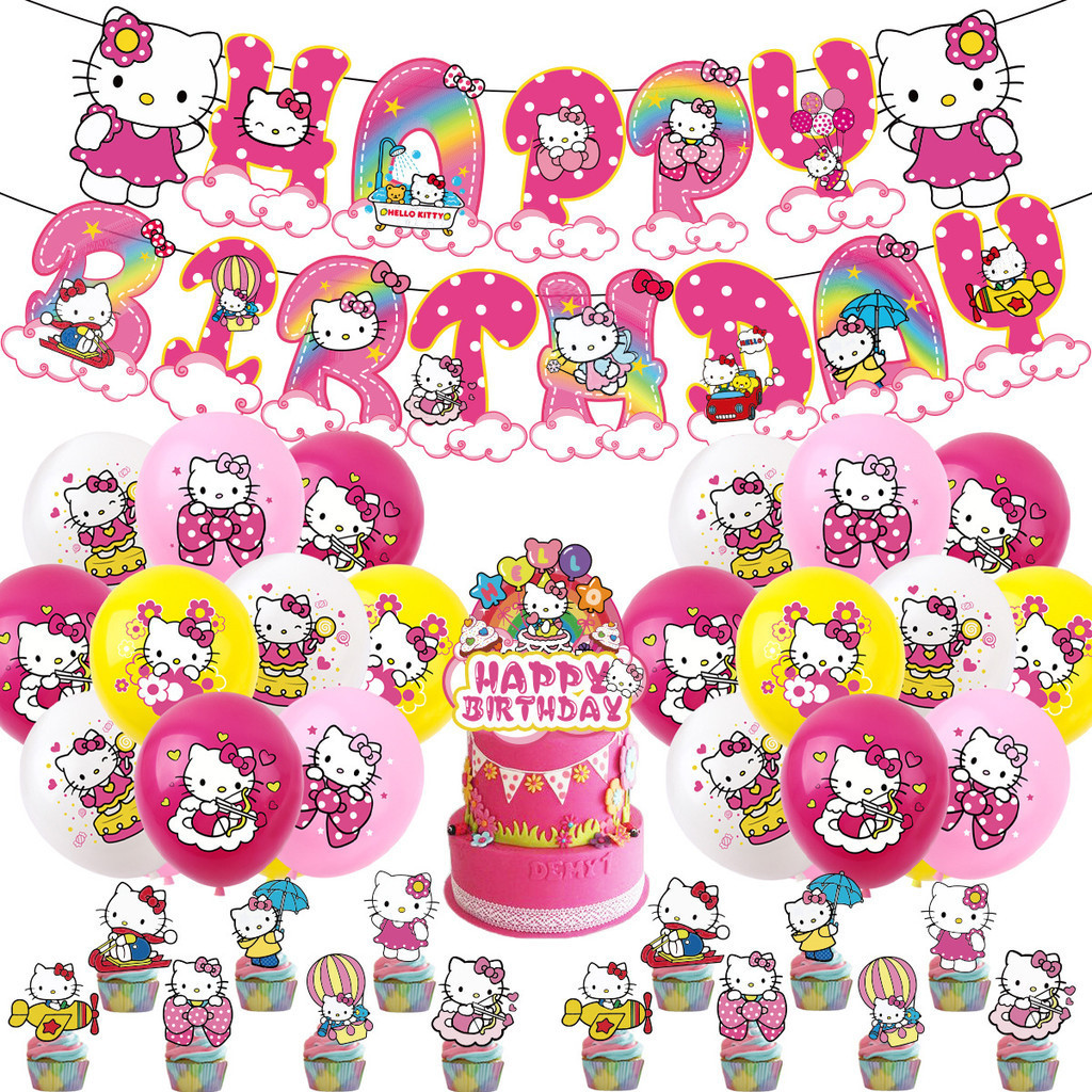 Jual PAKET SET DEKORASI PESTA ULANG TAHUN MOTIF HELLO KITTY BANNER ...