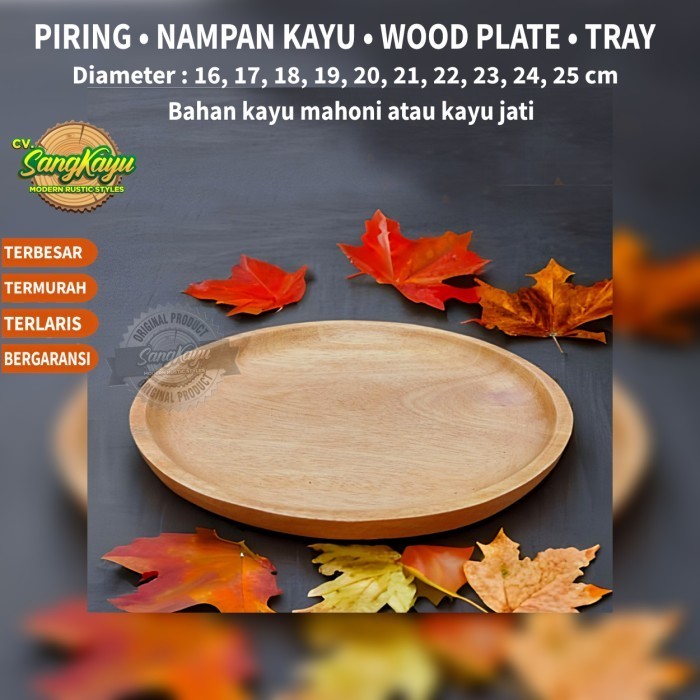 Jual Piring kayu nampan bulat kayu wood plate nampan kayu bulat tray ...