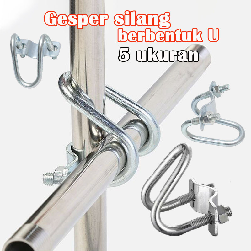 Jual Gesper silang berbentuk U M8 Double U-Shaped Cross Tube Klem Pipa ...