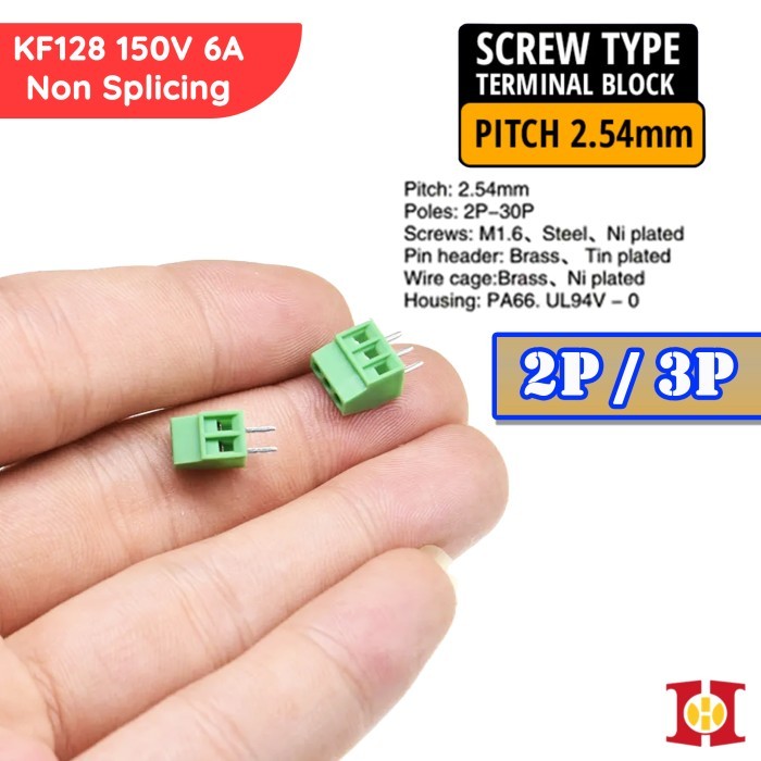 Jual KF128 2.54mm Pitch PCB Screw Wire Terminal Block Blok Kecil Mini Connector Kabel 2P 3P 4P ...