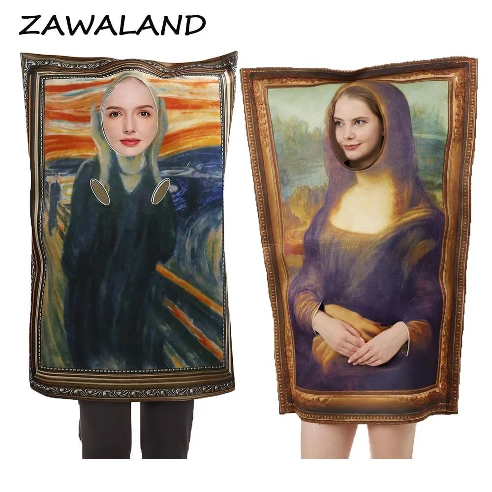 Jual Adult Kid Mona Lisa Mural Costumes Props Halloween Unisex Cosplay ...