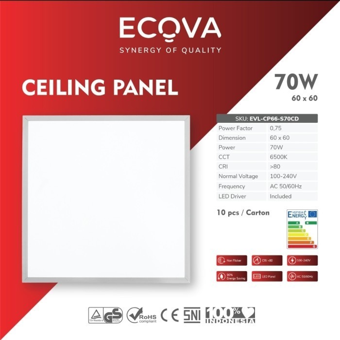 Jual Lampu Led Downlight Plafon Ceiling Panel Ecova 60 x 60 Cm 70 Watt ...