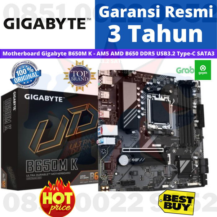 Jual Mainboard Gigabyte B650M K AM5 AMD B650 DDR5 USB3.2 Type-C SATA3 ...