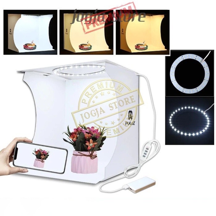 Jual Box Photo Studio Mini Kotak Foto Produk with 6 Backdrop-LED Ring ...