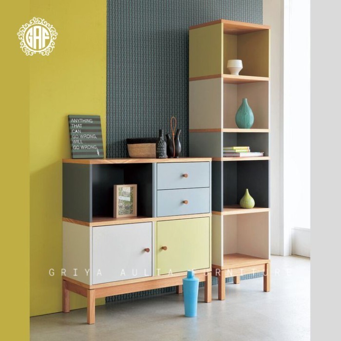 Jual Rak buku cantik kayu jati bufet buku kekinian | Shopee Indonesia