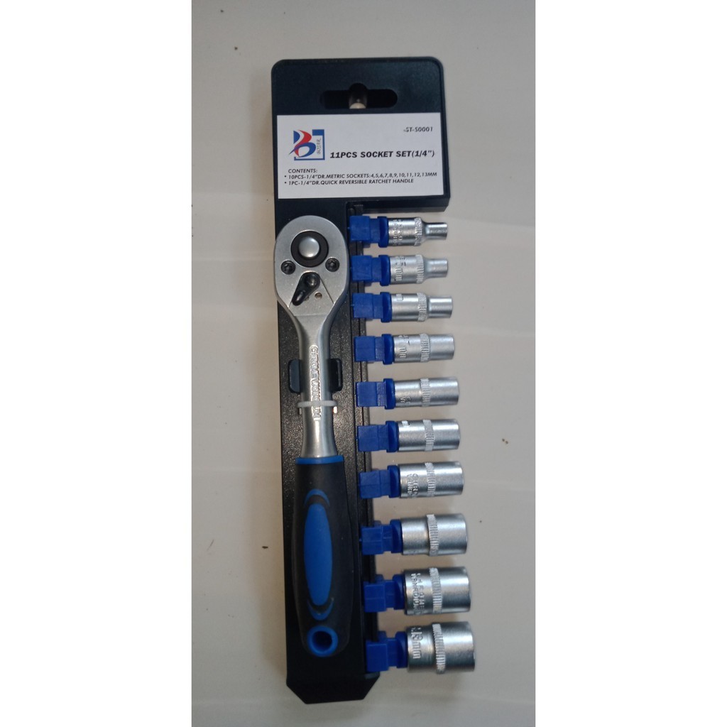 Jual Kunci Sok Kunci Shock Combination Socket Wrench Set 11 pcs 1/4 ...