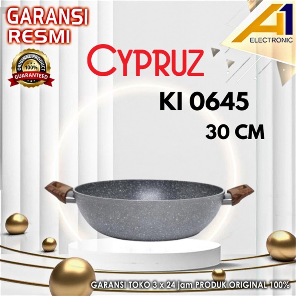 Jual Cypruz Wajan Kuali 30Cm - Marble Series Anti Lengket, Tutup Kaca, Gagang Tahan Panas - KI ...