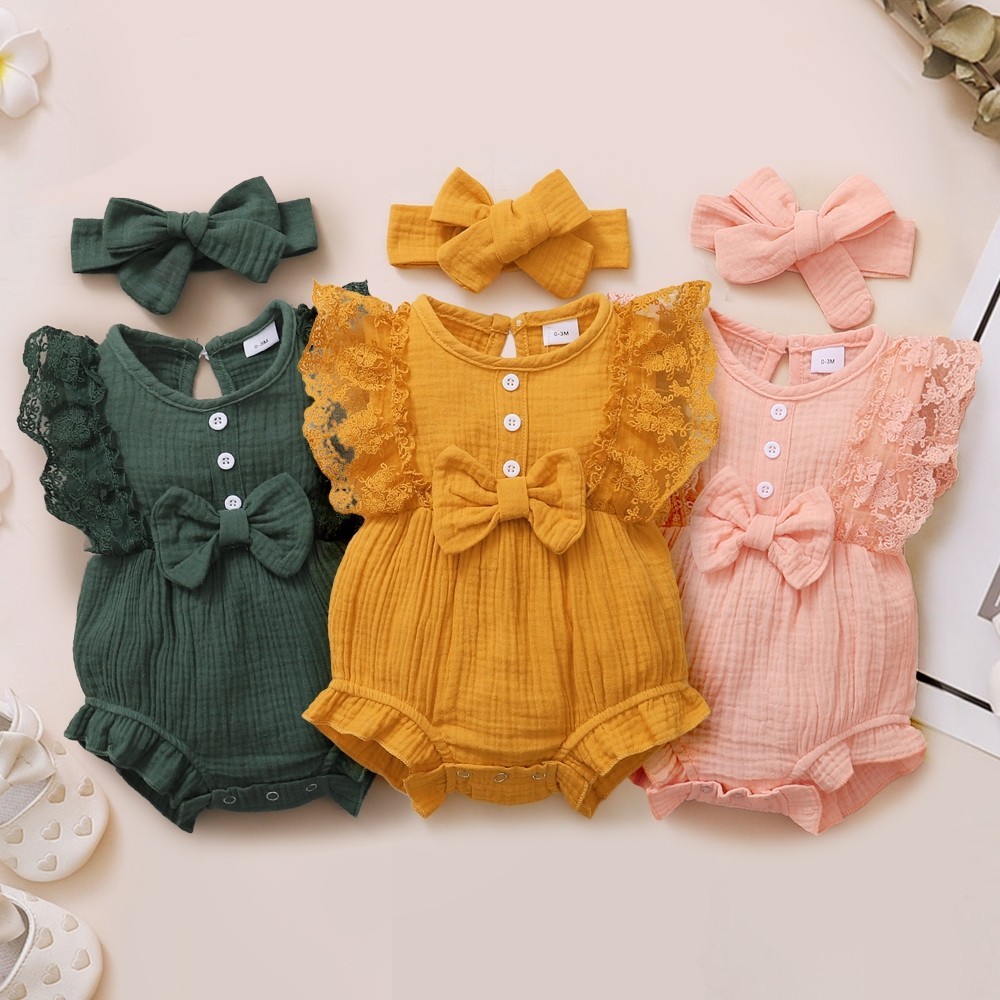Jual 0-18Months Baby raya Newborn Baby Clothing Baby Girl Romper Lace ...