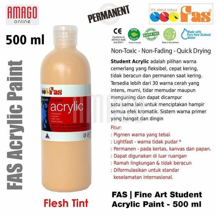 Jual Cat Akrilik Lukis FAS Student Acrylic Paint - 500 ml - Flesh Tint ...