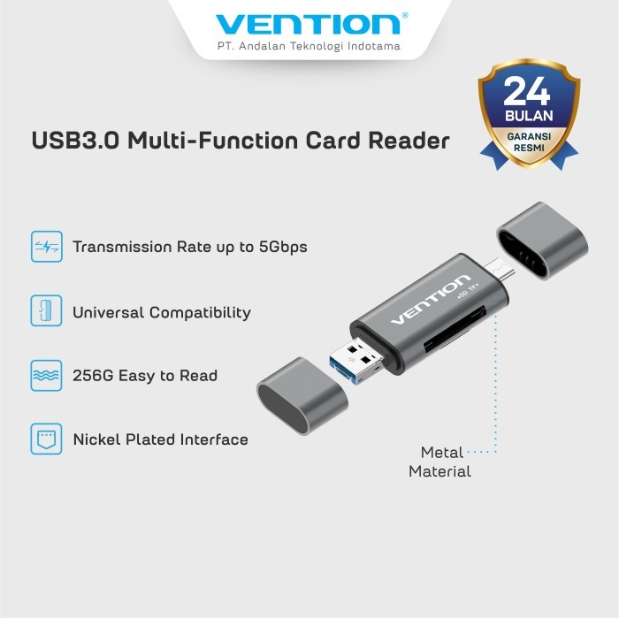 Jual Vention Card Reader Multi function All in 1 USB 3.0 5Gbps Micro SD ...