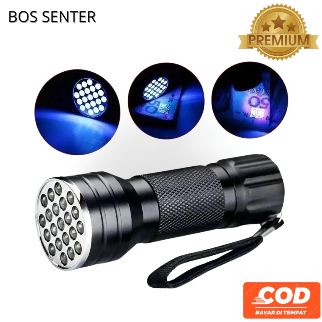 Jual BOS SENTER Senter Ultraviolet - Senter UV Light 21 LED Deteksi ...