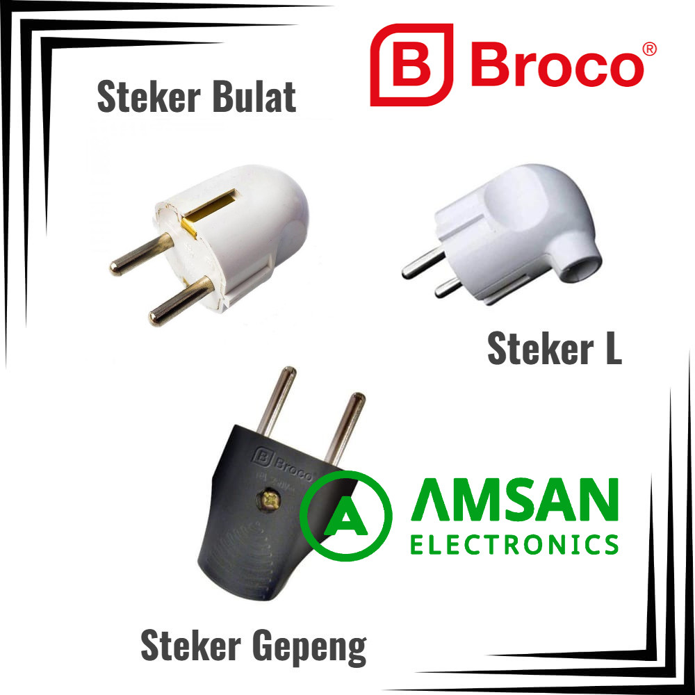 Jual Steker BROCO Bulat Gepeng dan Leter L Colokan Listrik | Shopee ...