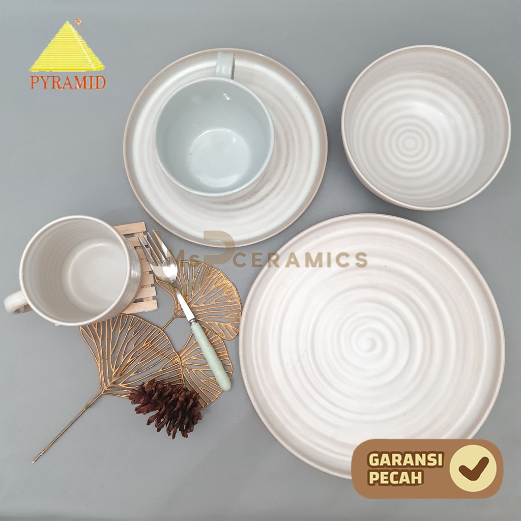 Jual PYRAMID Piring Mangkok Keramik PORCELAIN Series CREAM Piring ...