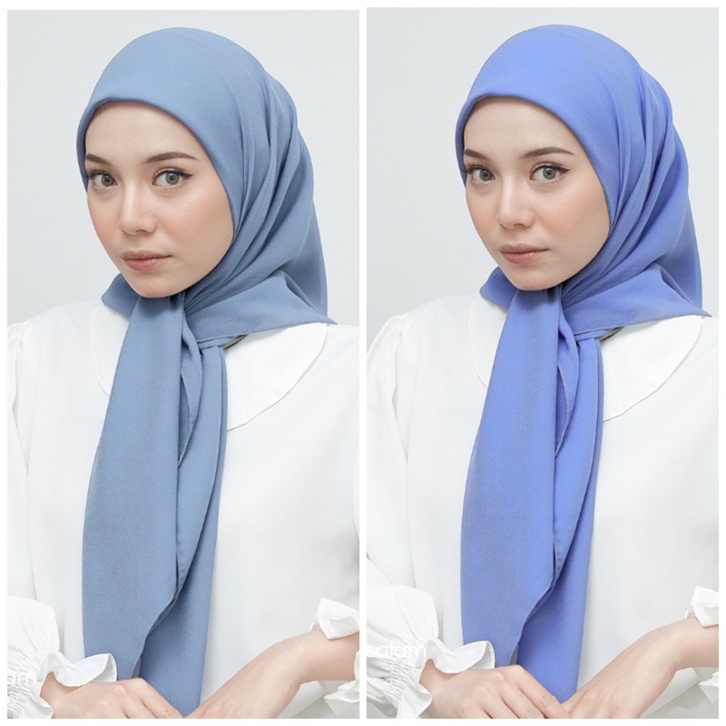 Jual ( SERIES BLUE ) Hijab Pollycotton Hijab Square ( Dusty blue, Jeans, Denim, Baby Blue, Baby ...