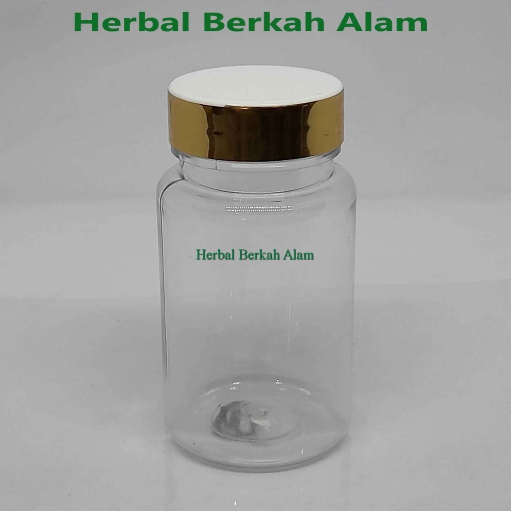 Jual Botol Obat 120 ml Natural Tutup Putih List Full Emas / Botol Obat ...