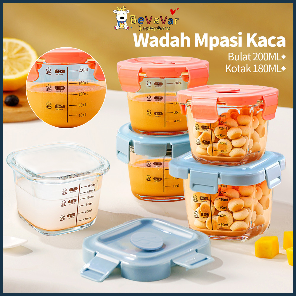 Jual BEVAVAR Tempat makan bayi kotak penyimpanan makanan kaca baby food ...