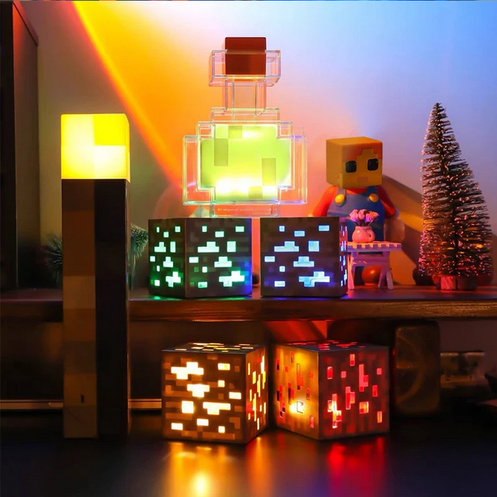 Jual Primal Lampu LED Minecraft Square Cubic Stone Lamp Night Light ...