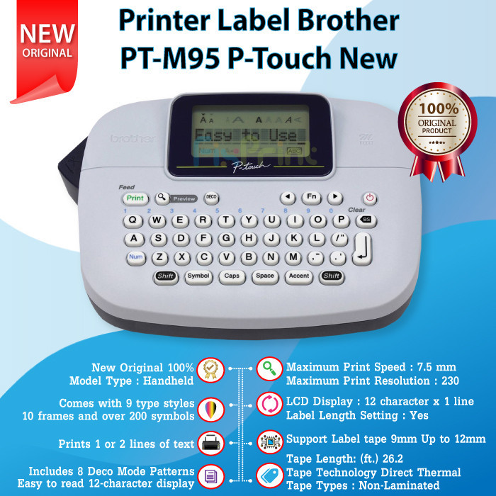 Jual Printer Brother PT-M95 Brother Handy Label Maker Portable P-Touch ...