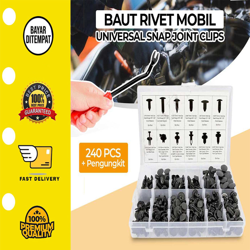 Jual 240 PCS Baut Rivet Mobil Bumper Mobil Paku Rivet Universal Clip ...